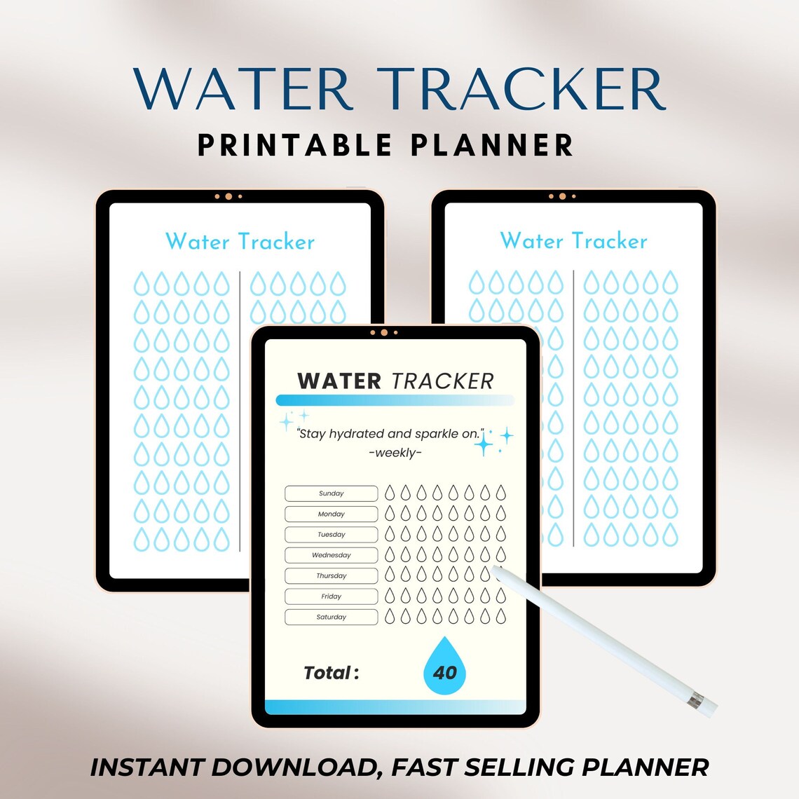 Water Tracker, Printable Monthly Water Tracker,water, Hydration Tracker ...