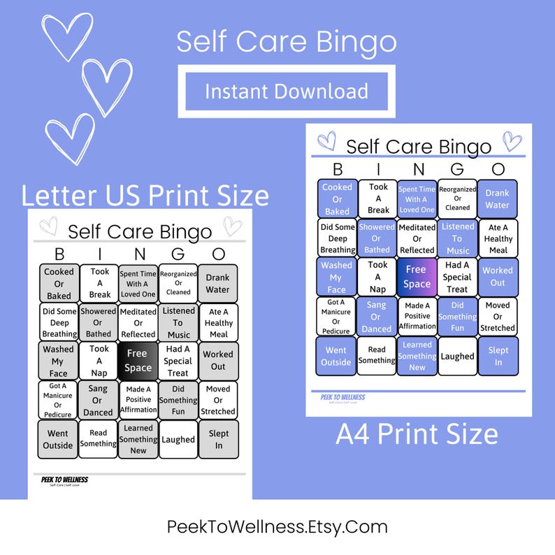 Self Care Bingo, Self Love, Mental Health, Wellness | Mindfulness, Self ...