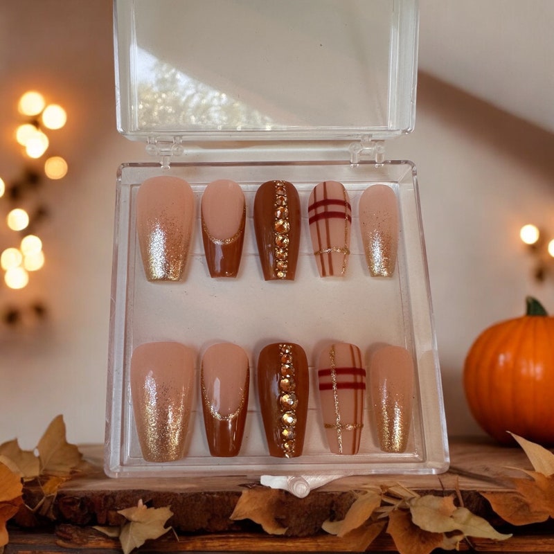 Fall Press on Nails - Etsy