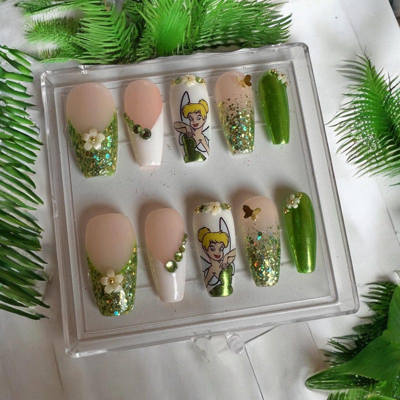 Tinkerbell Nails - Etsy