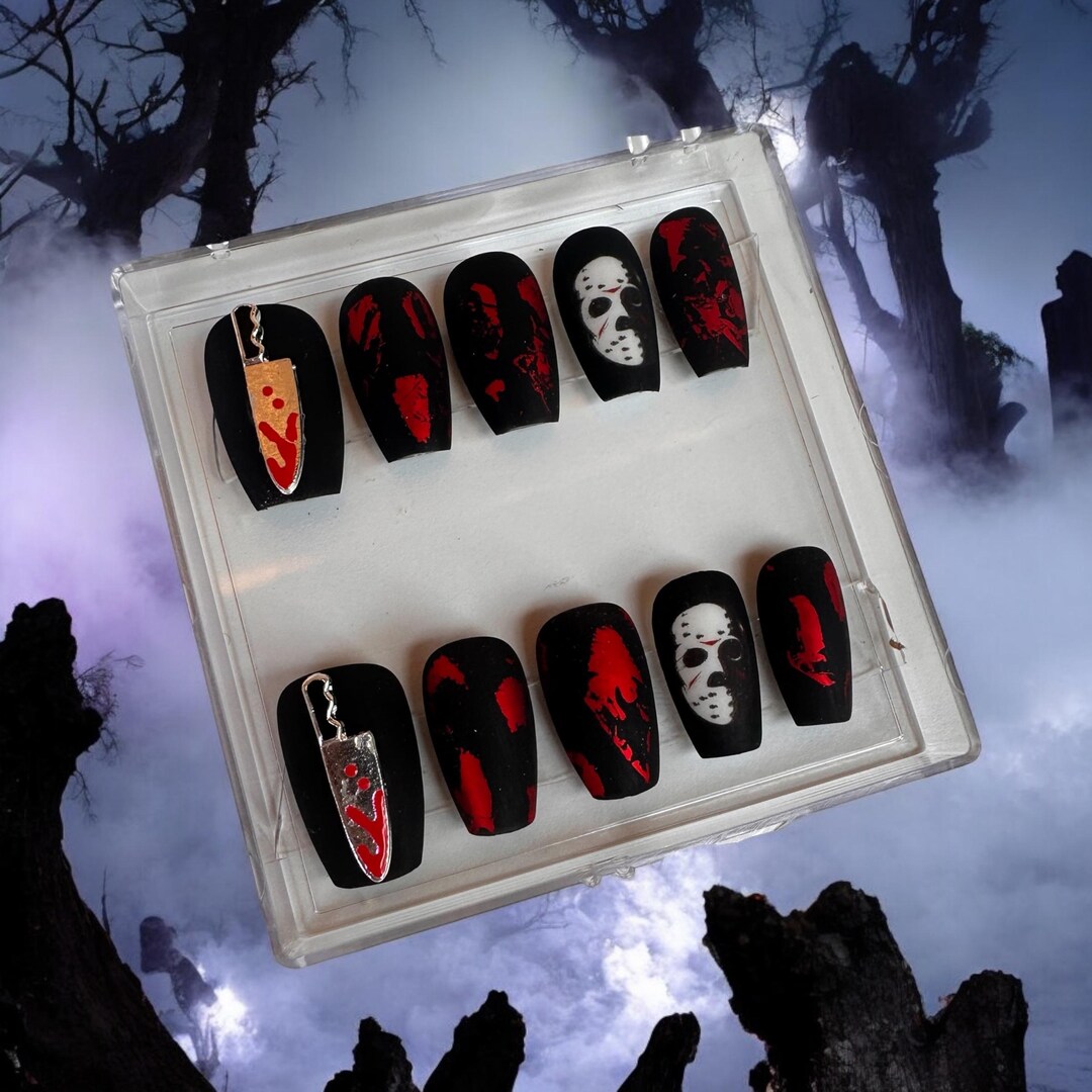 FREE SHIPPING Halloween Jason Friday the 13th Gel Press on Nails - Etsy
