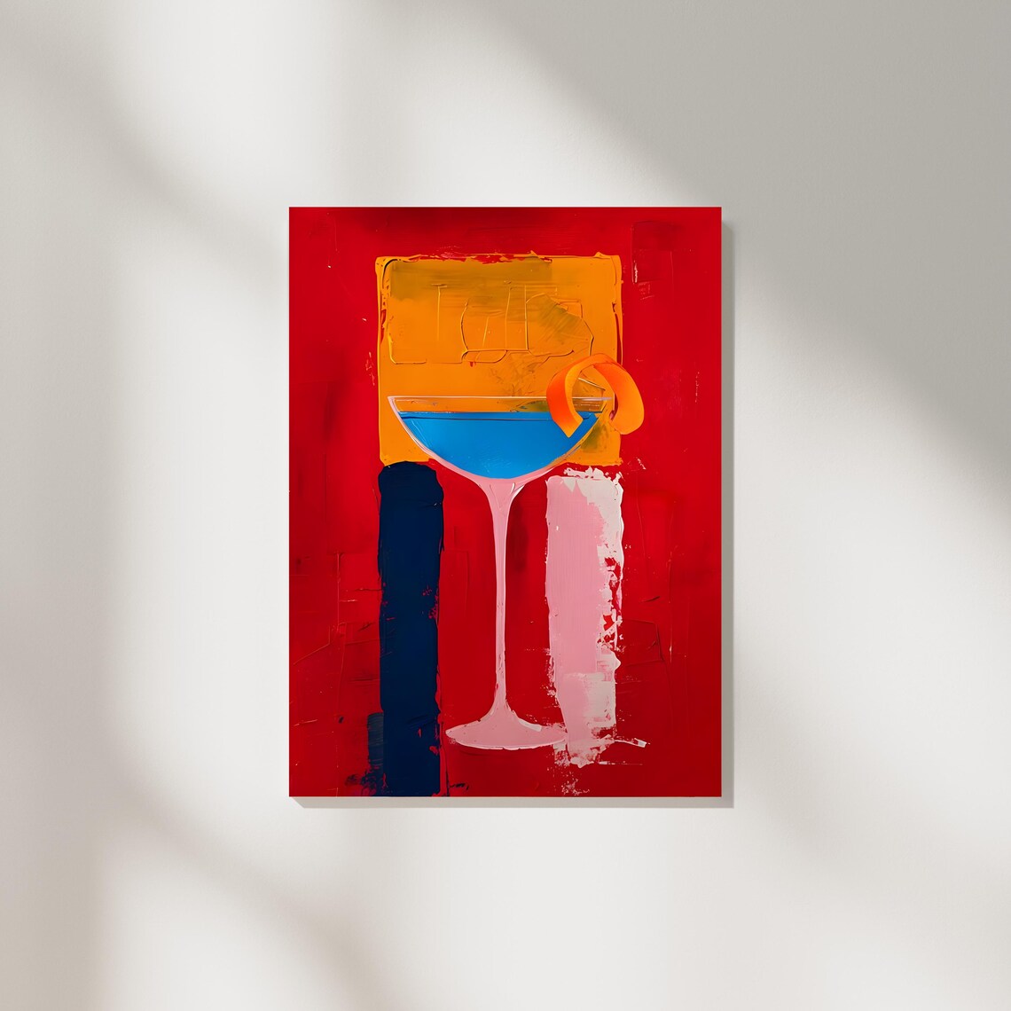 Vibrant Abstract Cocktail Painting Wall Art - Martini Glass Digital ...