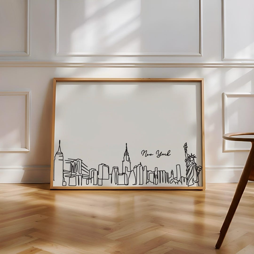 New York Line Art Print | NYC Cityscape Wall Art | Minimalist New York ...