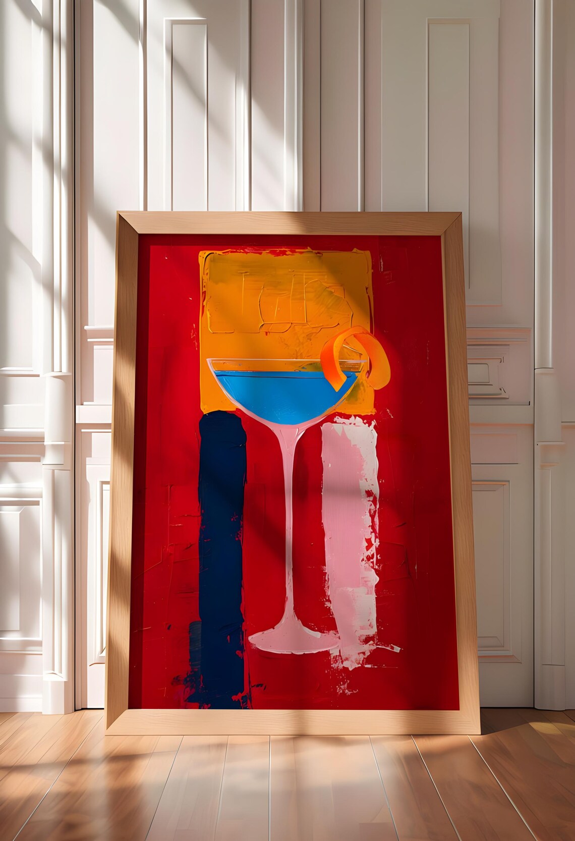 Vibrant Abstract Cocktail Painting Wall Art - Martini Glass Digital ...