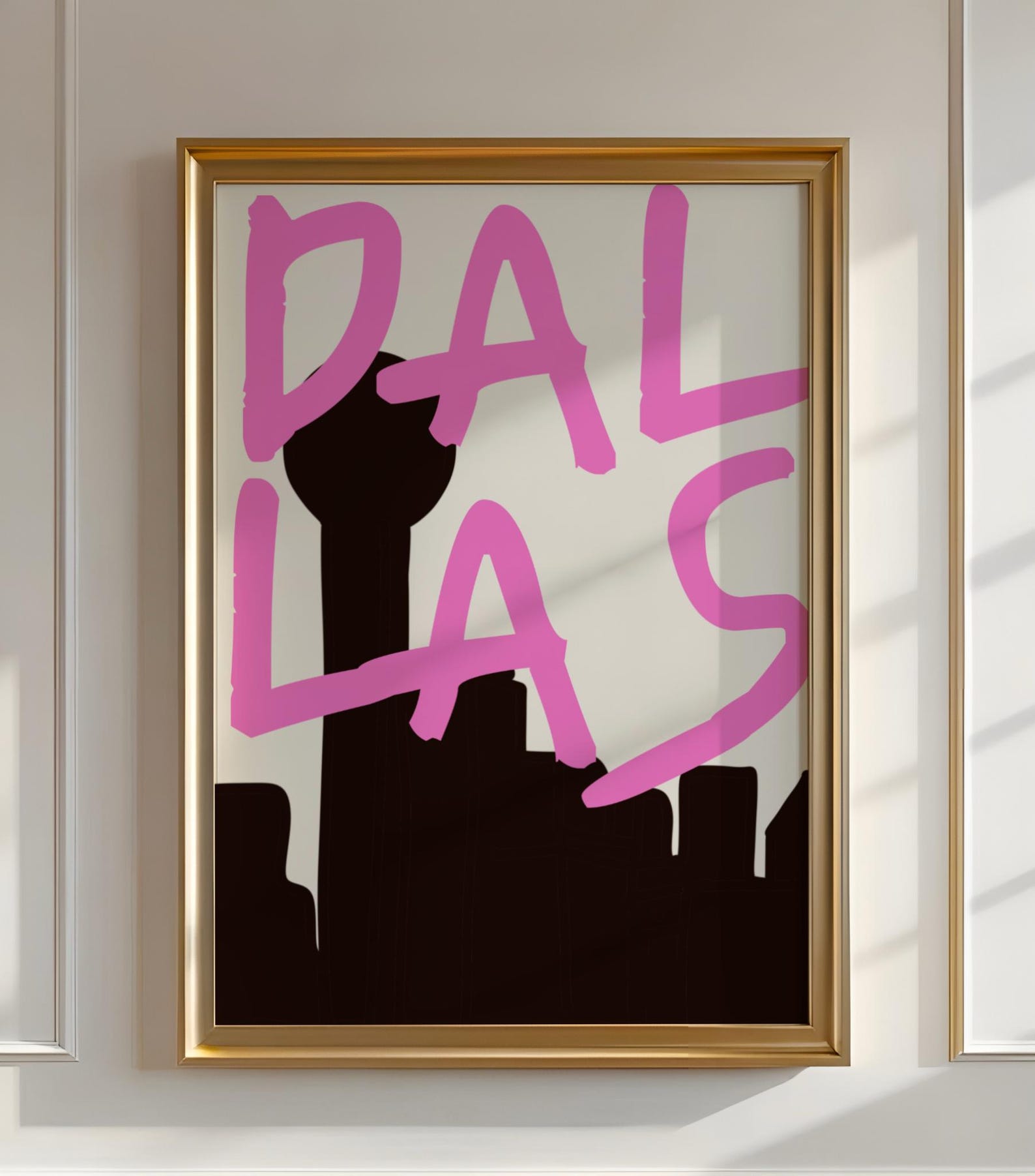 Dallas Wall Art • Hand Drawn Dallas Print • Pink Dallas Typography ...