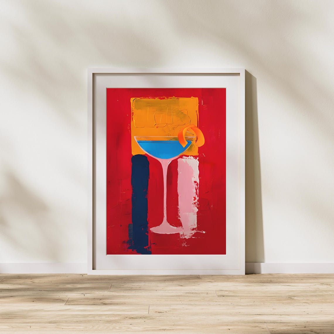 Vibrant Abstract Cocktail Painting Wall Art - Martini Glass Digital ...