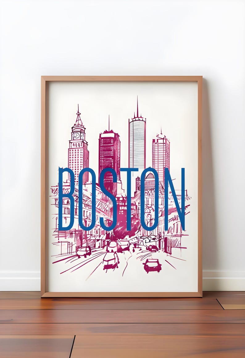 BOSTON Skyline Poster - Boston Wall Art, Boston Posters, Boston Skyline ...