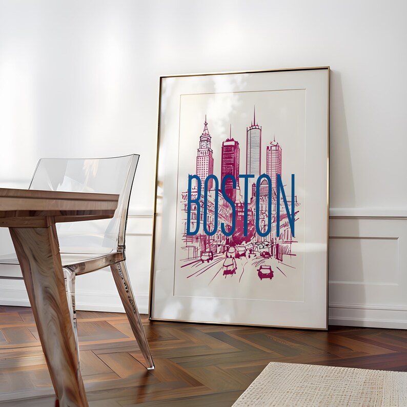 BOSTON Skyline Poster - Boston Wall Art, Boston Posters, Boston Skyline ...