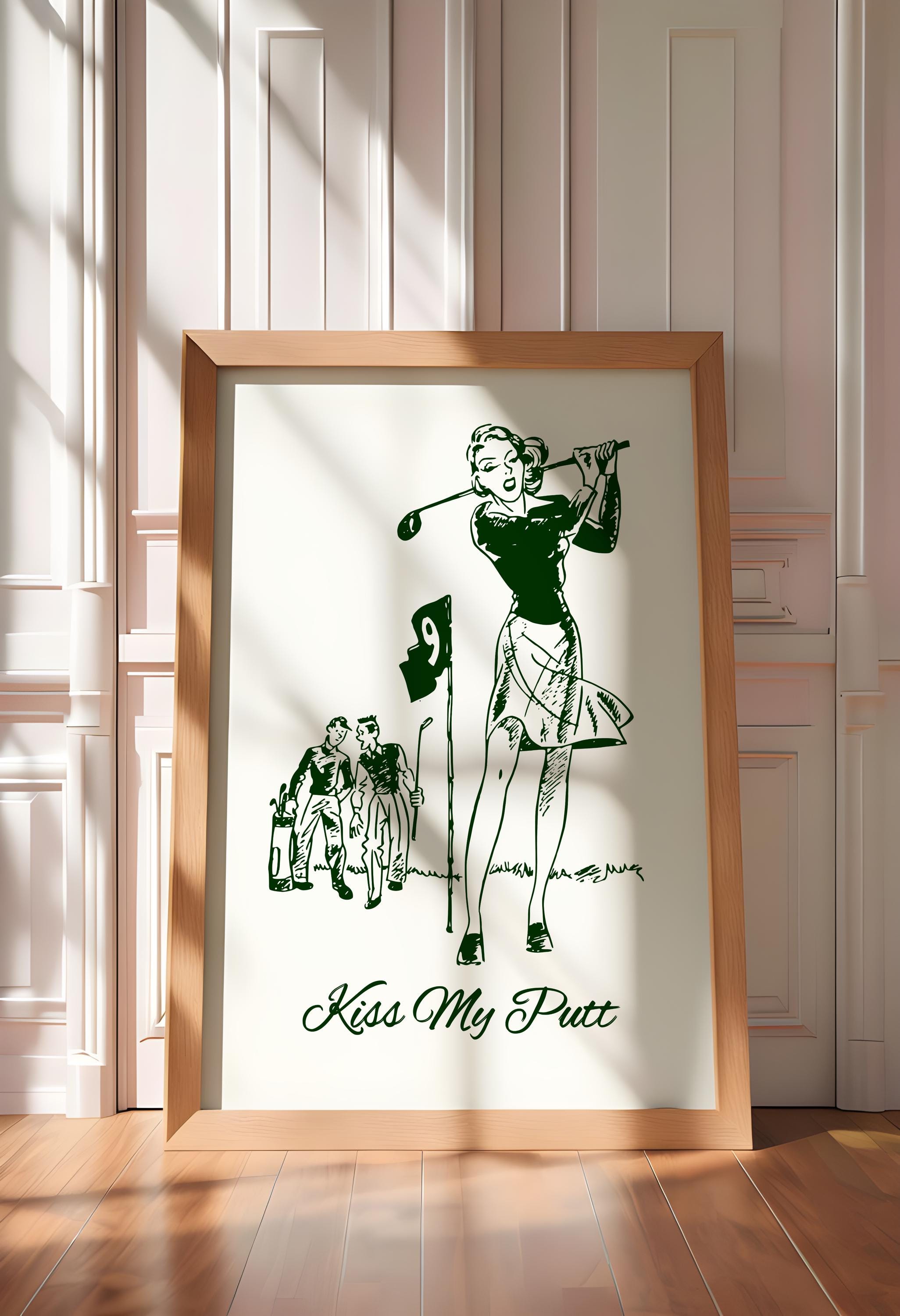 KISS MY PUTT Golf Wall Art - Vintage Golf Poster, Female Golfer Print ...