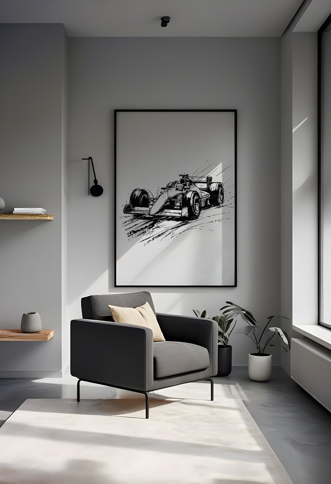 Hand-drawn Pen Sketch of F1 Car, F1 Racing Art Print, Sleek Motorsport ...