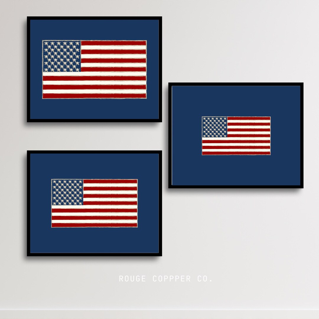 Modern Americana Wall Art Set of 3 – Small, Medium, Large American Flag ...