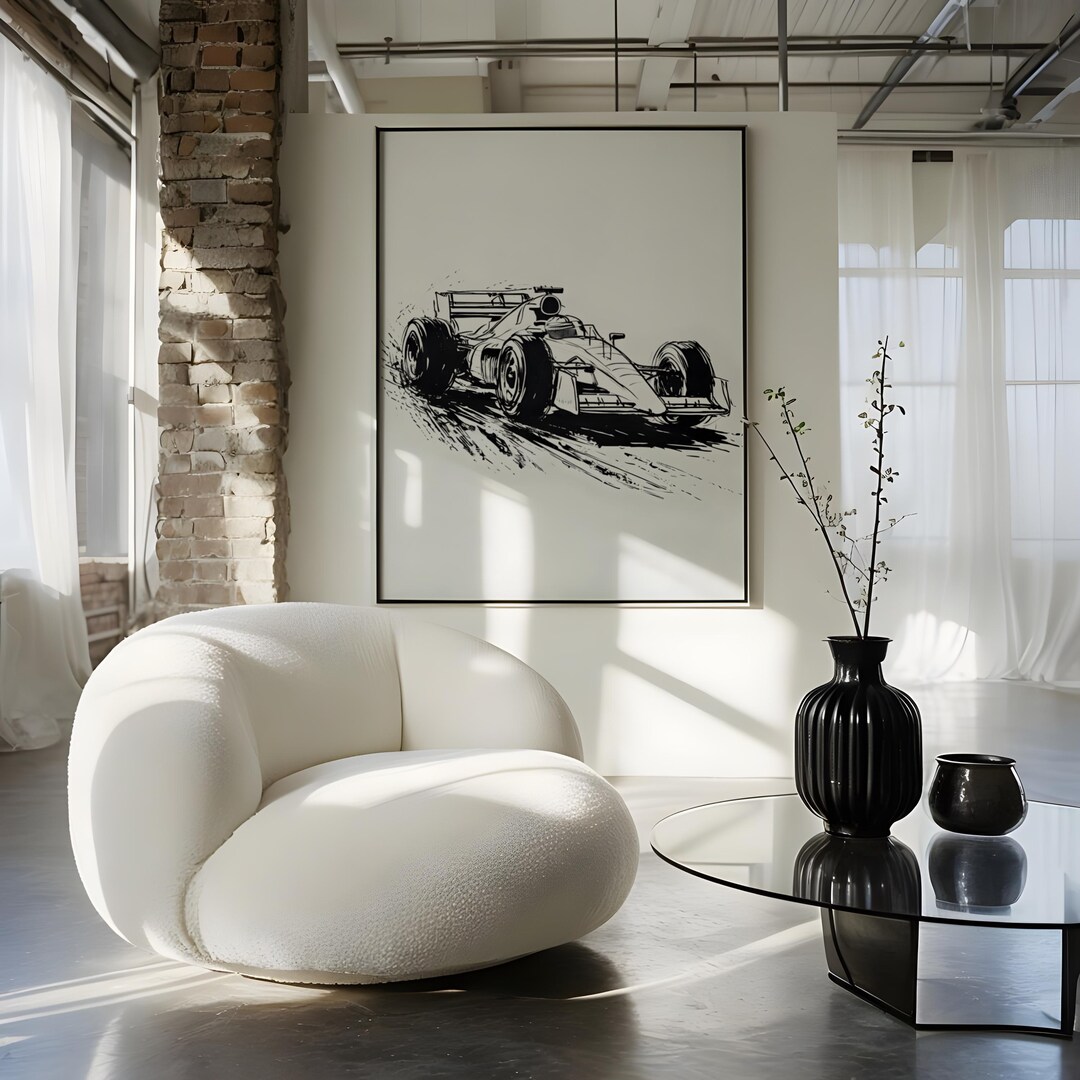 Hand-drawn Pen Sketch of F1 Car, F1 Racing Art Print, Sleek Motorsport ...