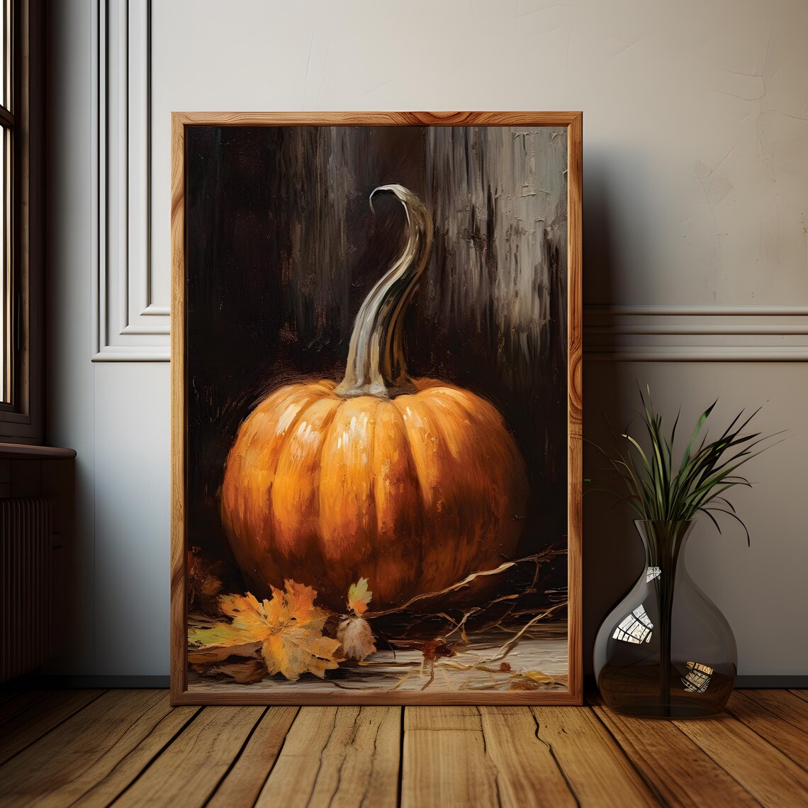 Pumpkin Printable Art, Rustic Fall Wall Decor, Vintage Fall Wall Decor ...