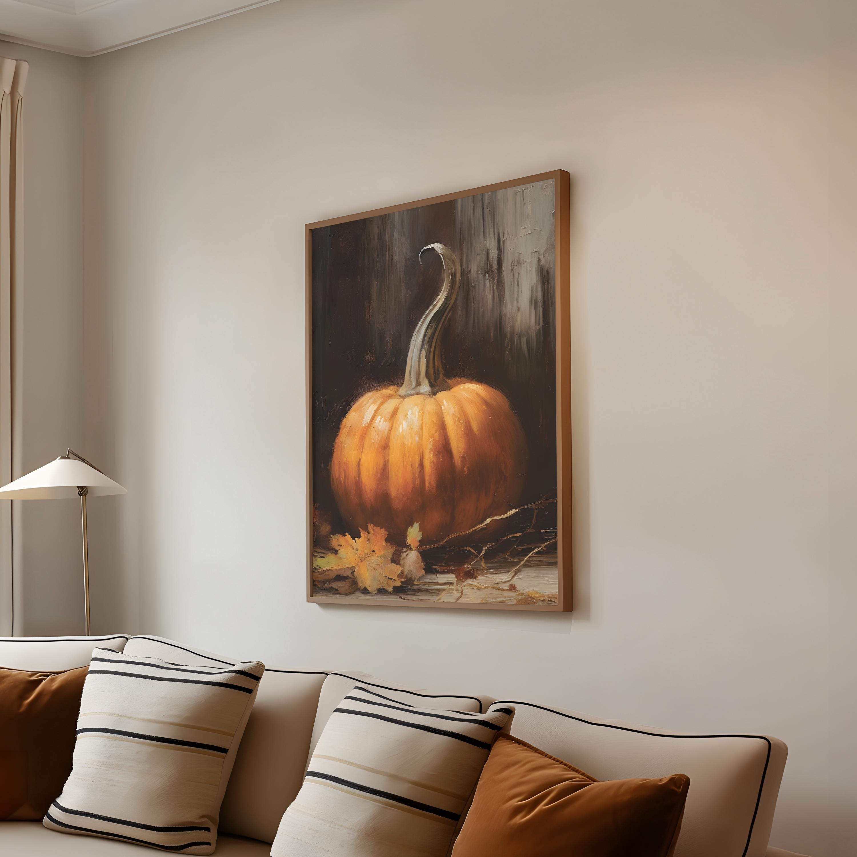 Pumpkin Printable Art, Rustic Fall Wall Decor, Vintage Fall Wall Decor ...