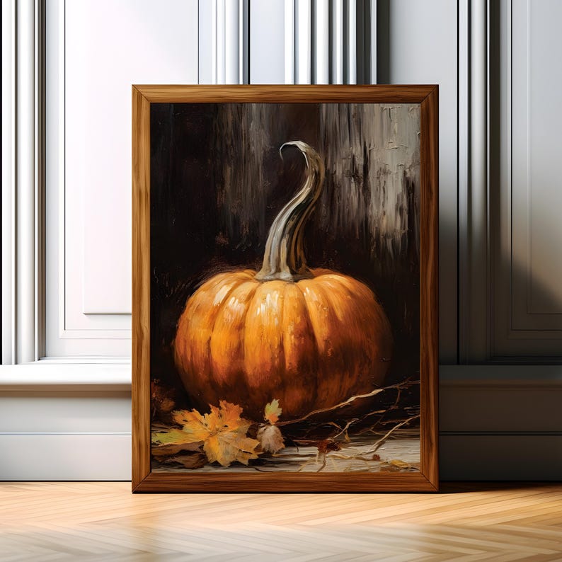 Pumpkin Printable Art, Rustic Fall Wall Decor, Vintage Fall Wall Decor ...