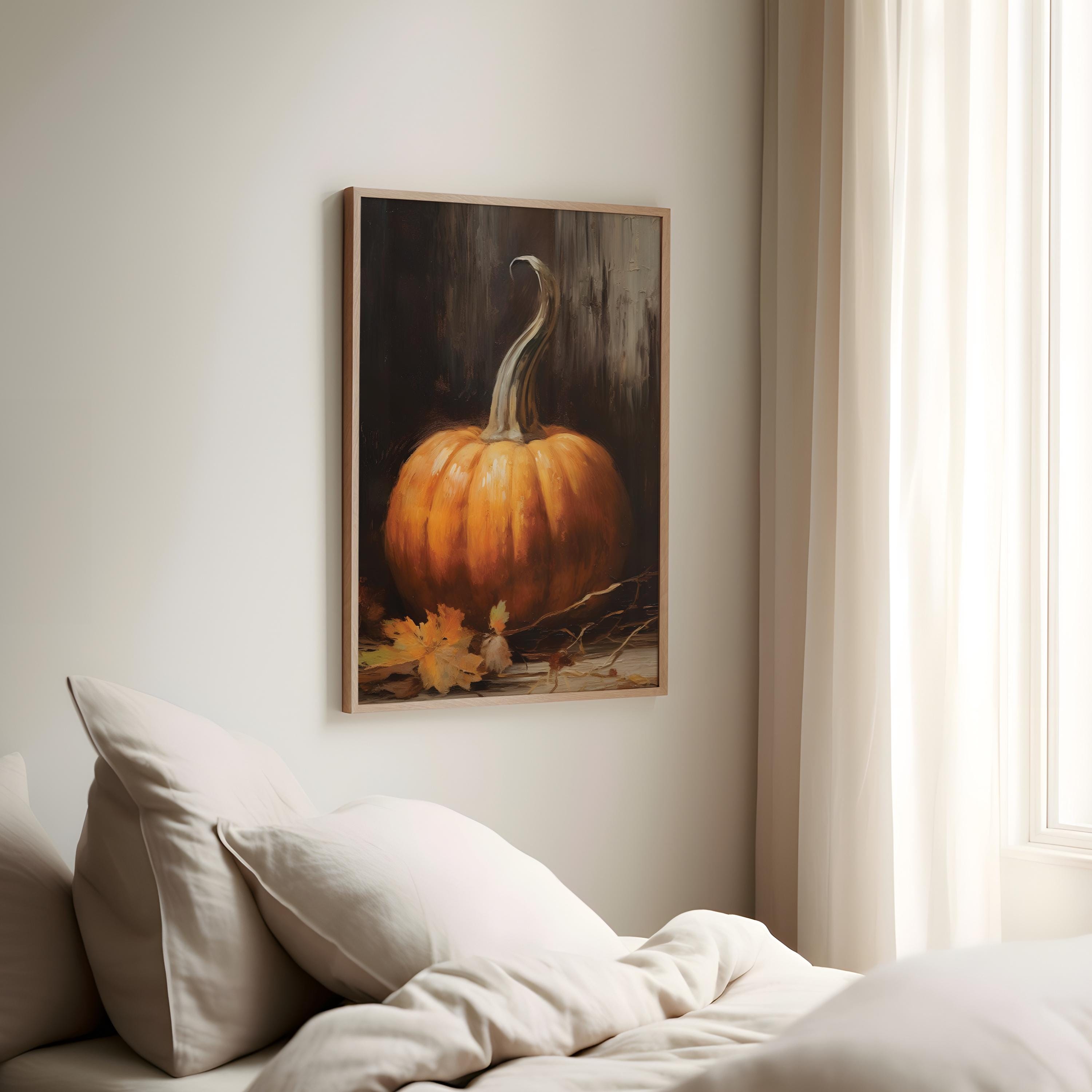 Pumpkin Printable Art, Rustic Fall Wall Decor, Vintage Fall Wall Decor ...