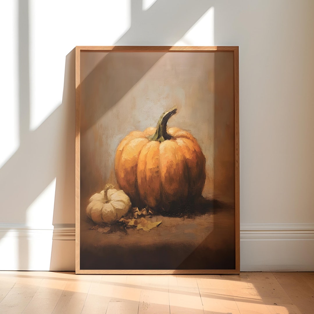 Pumpkin Printable Art, Rustic Fall Print, Vintage Fall Wall Decor ...