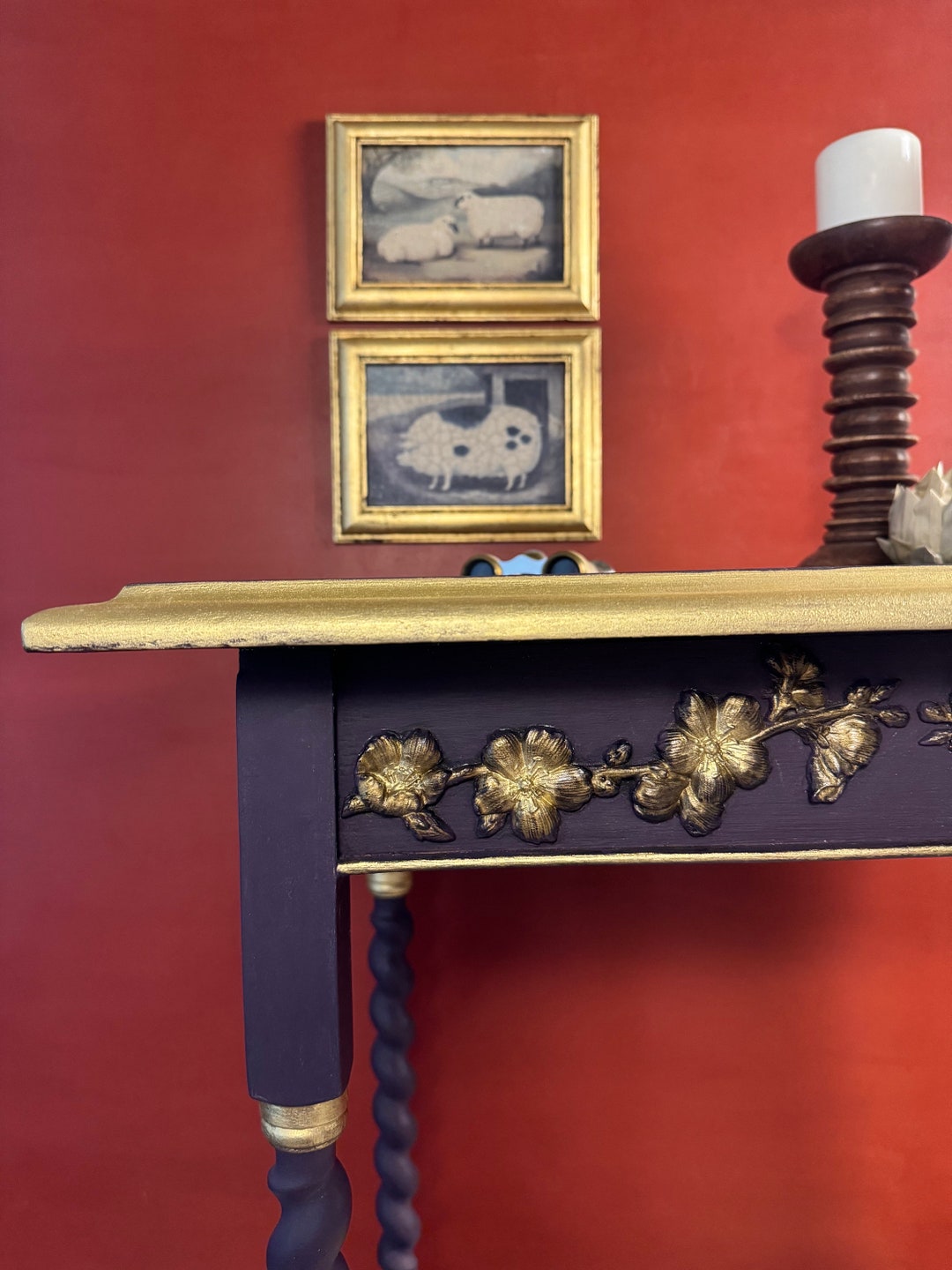 Vintage Mid-century Solid Oak Barley Twist Leg Occassional Hallway ...