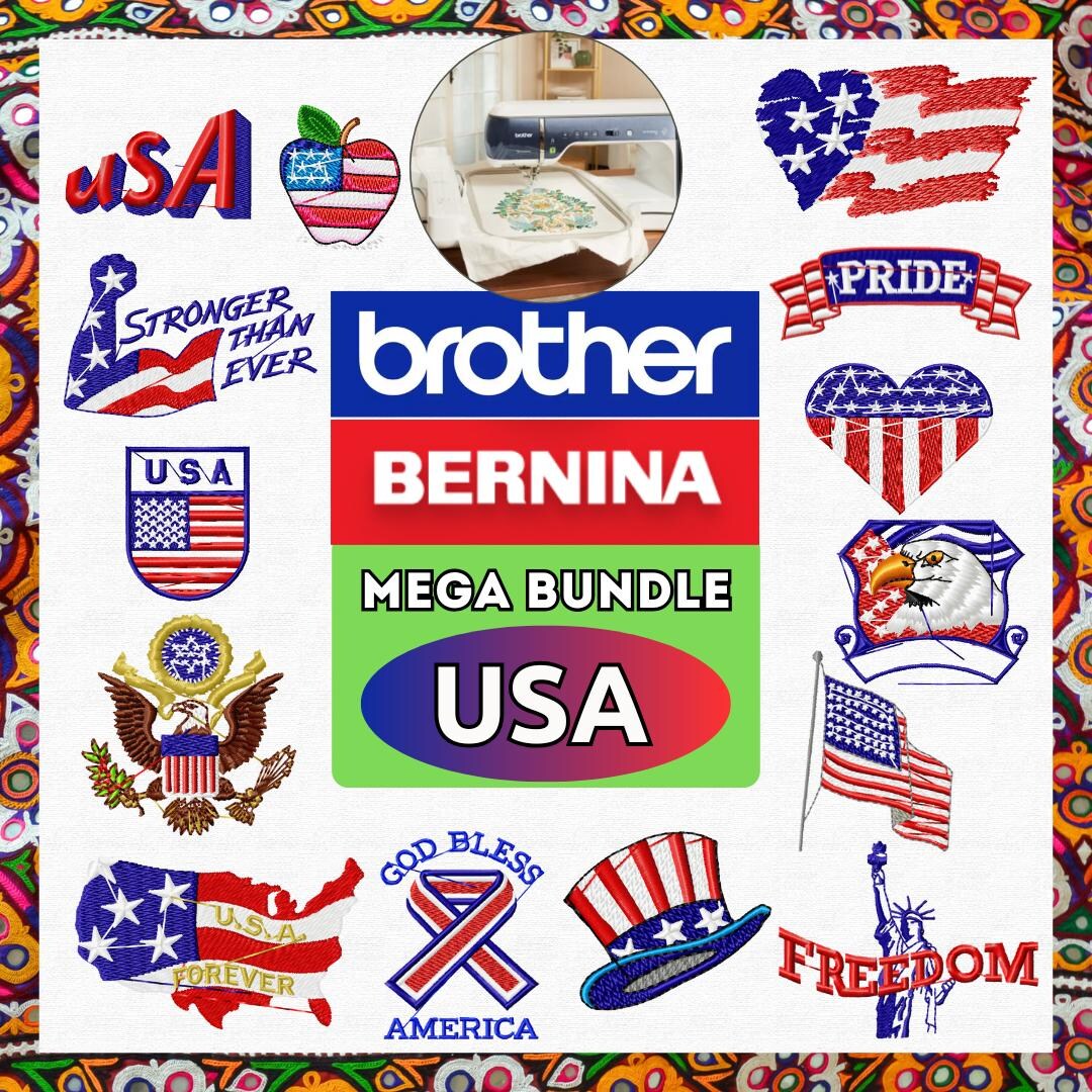 Embroidery Mega Bundle - USA - PES Files for Brother Embroidery ...