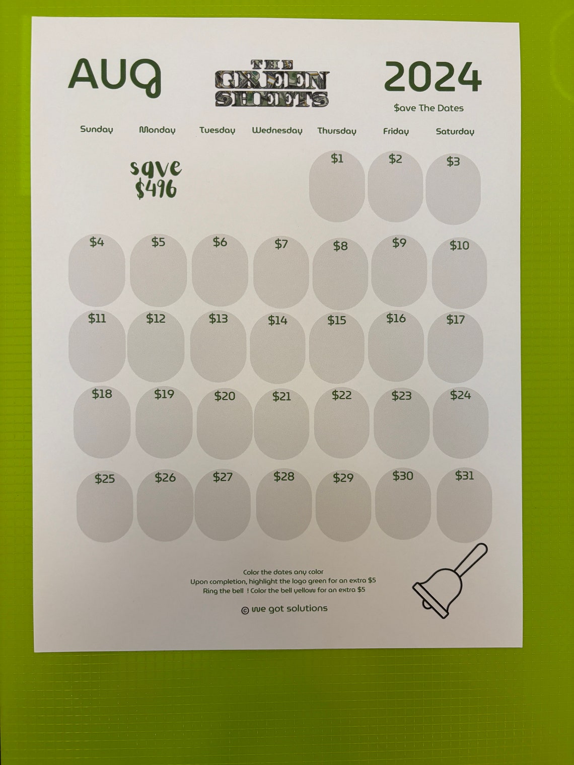 August Savings Challenge Calendar Tracker Bundle - Etsy