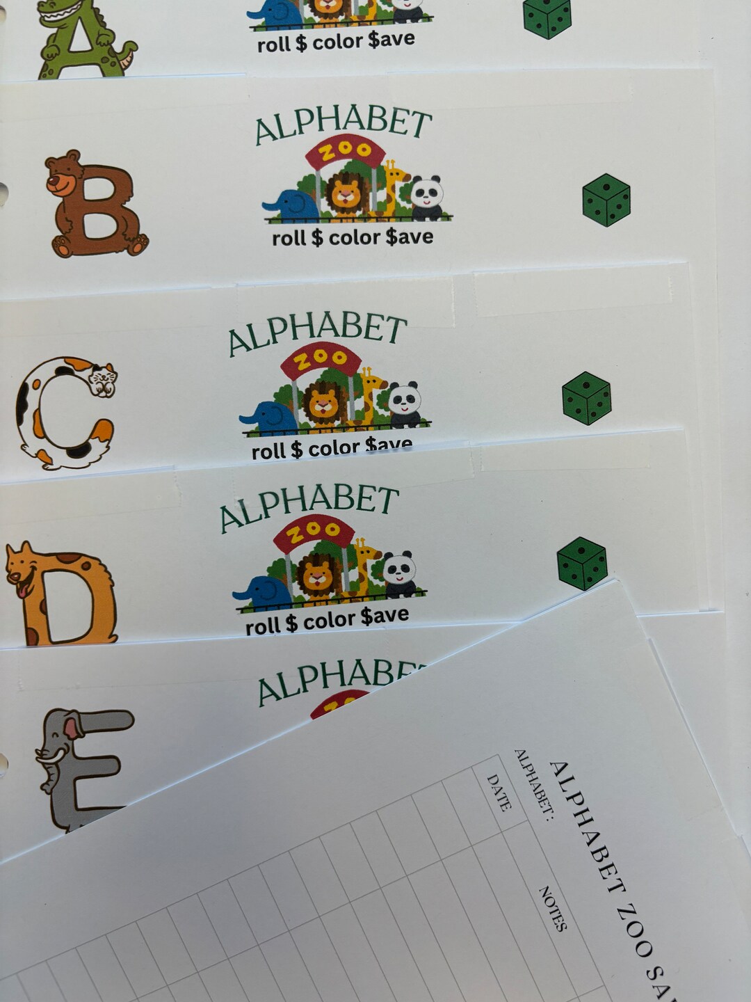 Alphabet Bucks Savings Challenge Roll and Save Randomizer Letters A-M ...