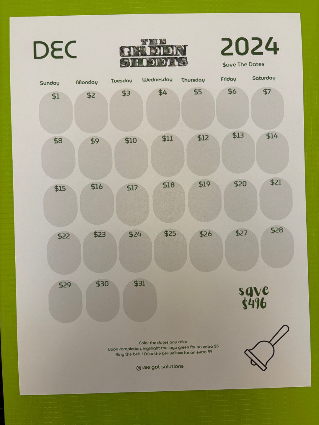 December Save the Dates or Months Savings Calendar Challenge Bundle - Etsy