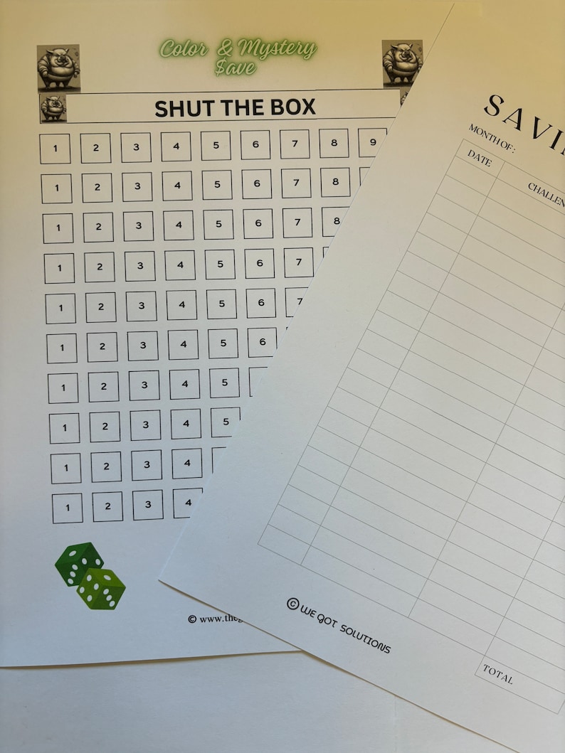 Shut the Box Savings Challenge Bundle - Etsy