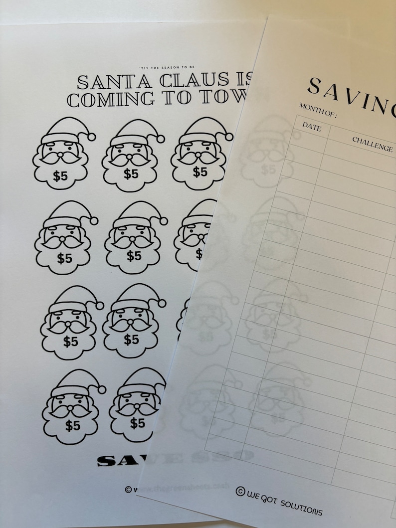 Santa Claus Savings Challenge Bundle - Etsy