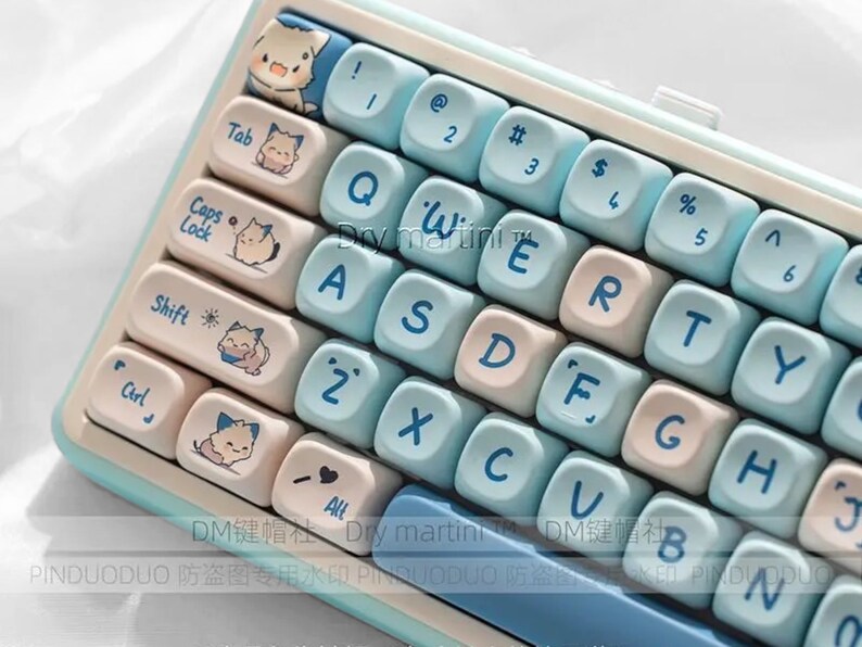 142 Keys Angry Cat MOA Keycaps Cute Rounded PBT Thermosublimation Set ...