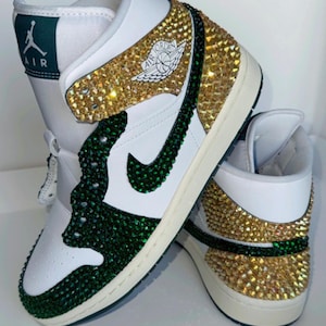 Custom Rhinestone Jordan 1 Mid Sneakers: Bedazzled Nikes - Etsy