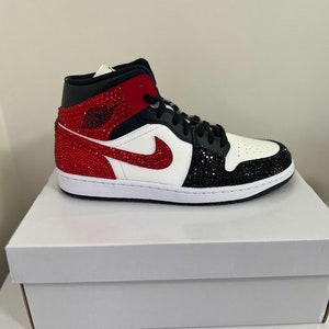 Custom Rhinestone Jordan 1 Mid Sneakers: Bedazzled Nikes - Etsy