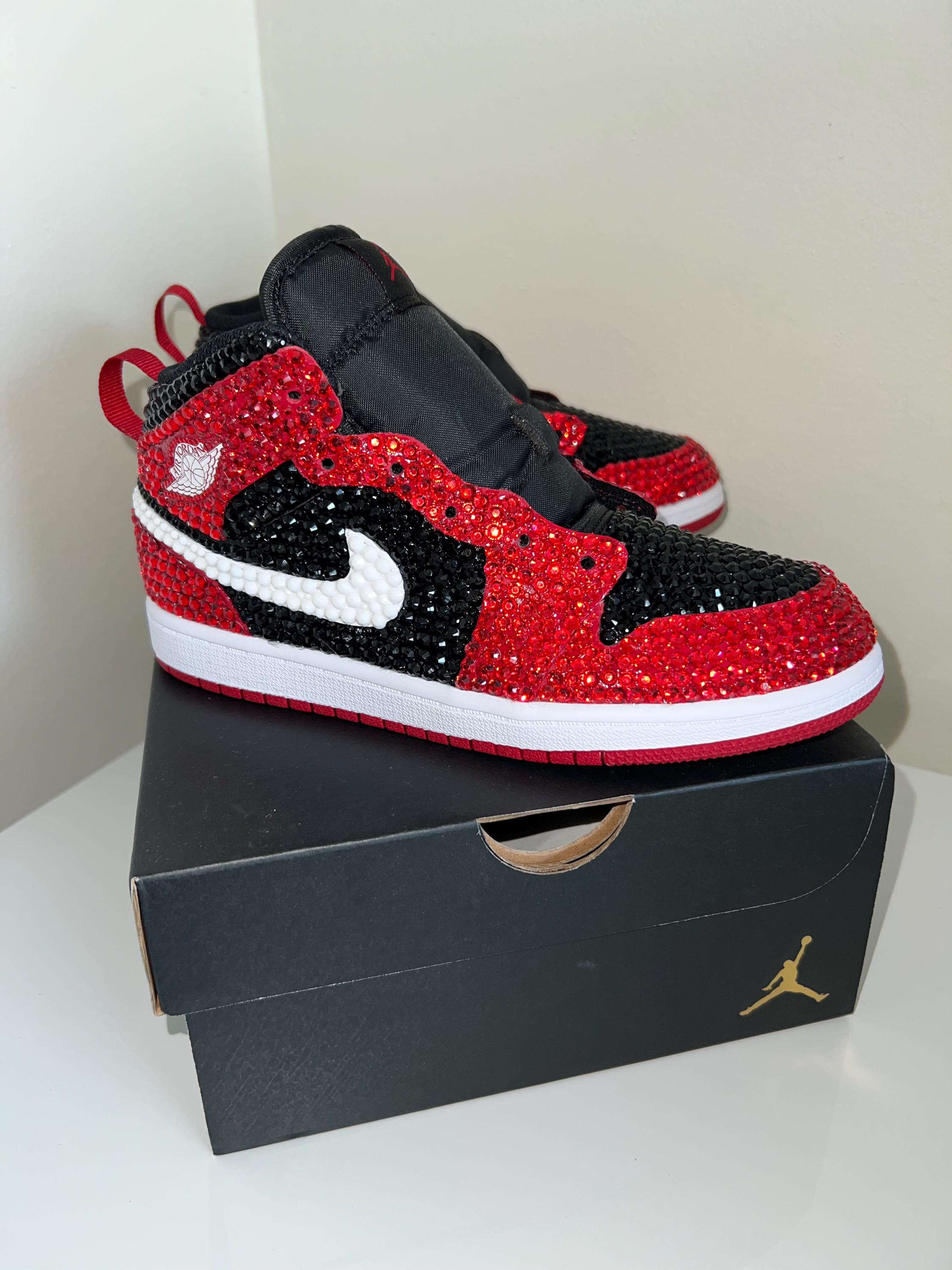 Kids Customized, Blinged, Authentic Jordan 1s, Rhinestone Sneakers ...