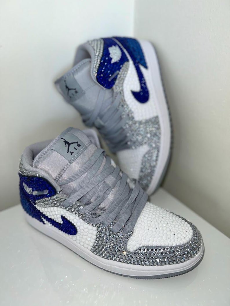 Blinged Rhinestone Jordan 1 Sneakers: Customized Authentic Nikes - Etsy