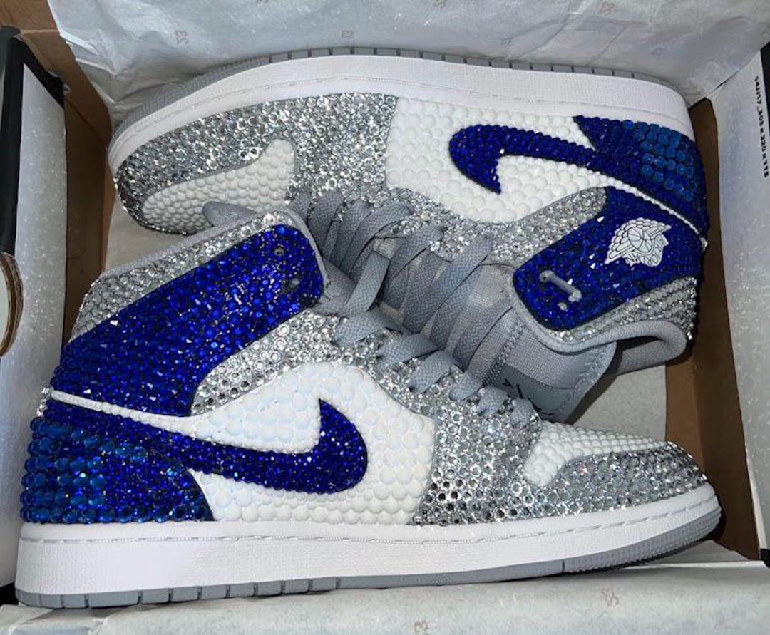 Blinged Rhinestone Jordan 1 Sneakers: Customized Authentic Nikes - Etsy
