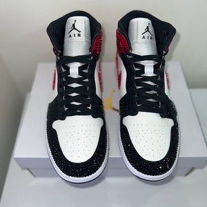 Custom Rhinestone Jordan 1 Mid Sneakers: Bedazzled Nikes - Etsy