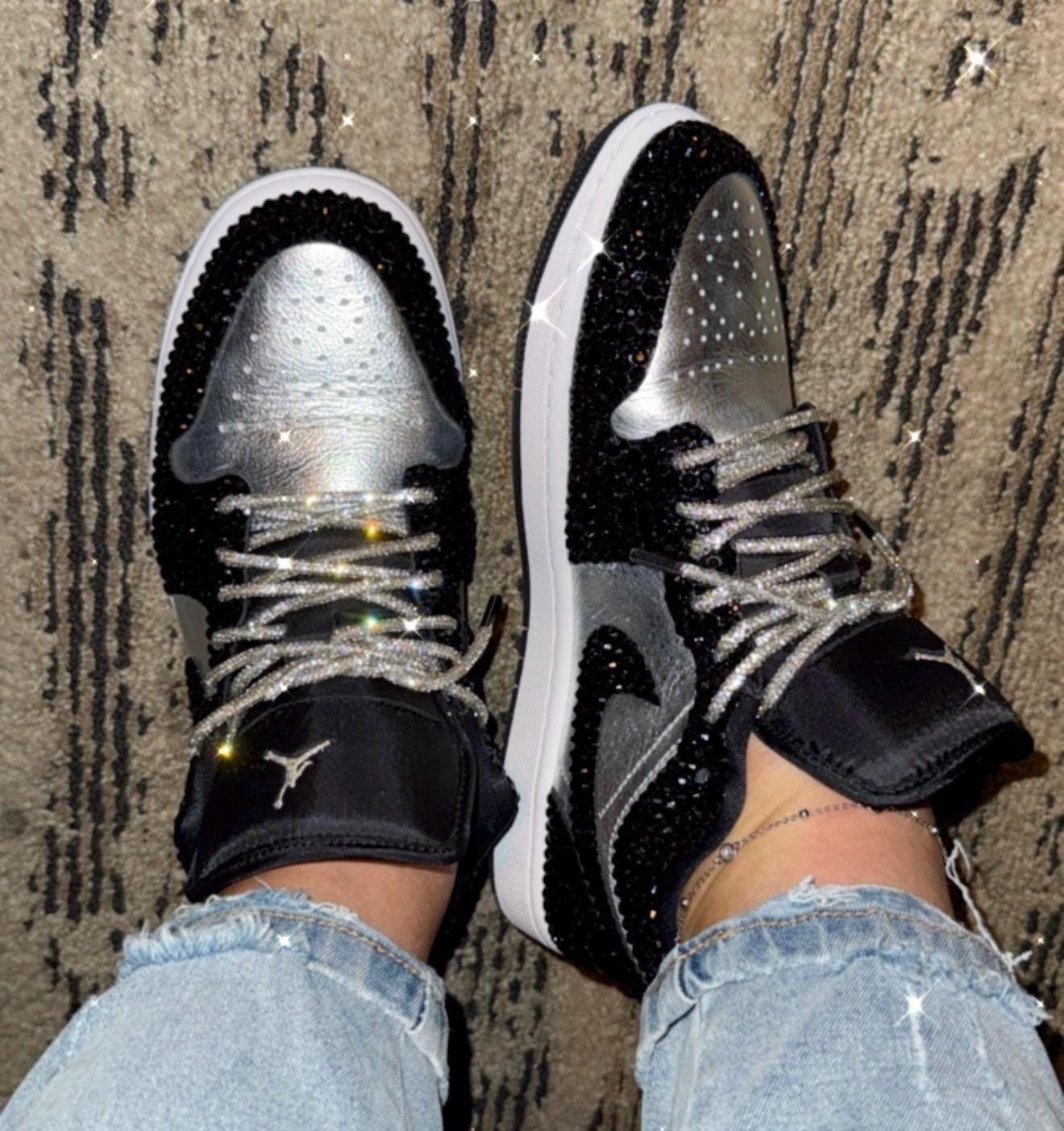 Custom Rhinestone Jordan 1 Lows, Dunks Sneakers: Bedazzled Nikes - Etsy