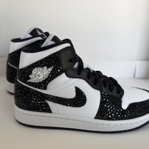 Custom Rhinestone Jordan 1 Mid Sneakers: Bedazzled Nikes - Etsy