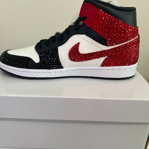 Custom Rhinestone Jordan 1 Mid Sneakers: Bedazzled Nikes - Etsy