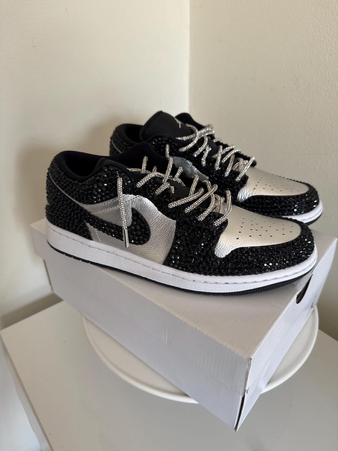 Custom Rhinestone Jordan 1 Lows, Dunks Sneakers: Bedazzled Nikes - Etsy