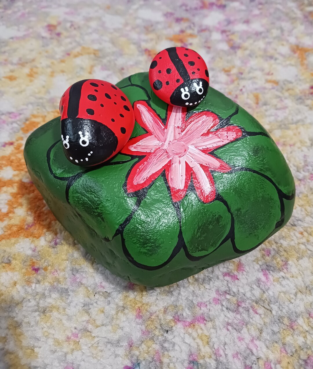 Painted Rock Garden Decor Bugs and Flowers - Etsy