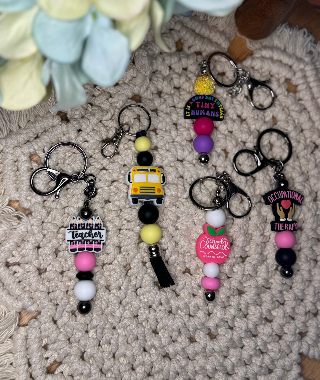 Silicone Beaded Custom School Staff Keychains - Etsy