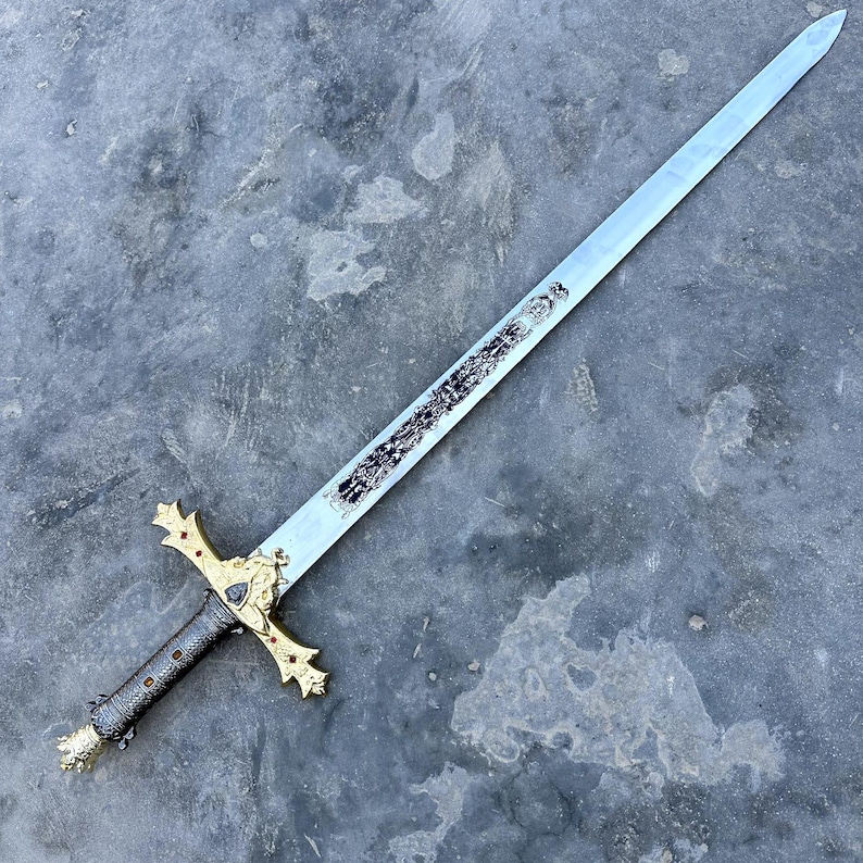 Hand Forged Excalibur Sword / Knigths / King Sword, Crown Sword, MASTER ...