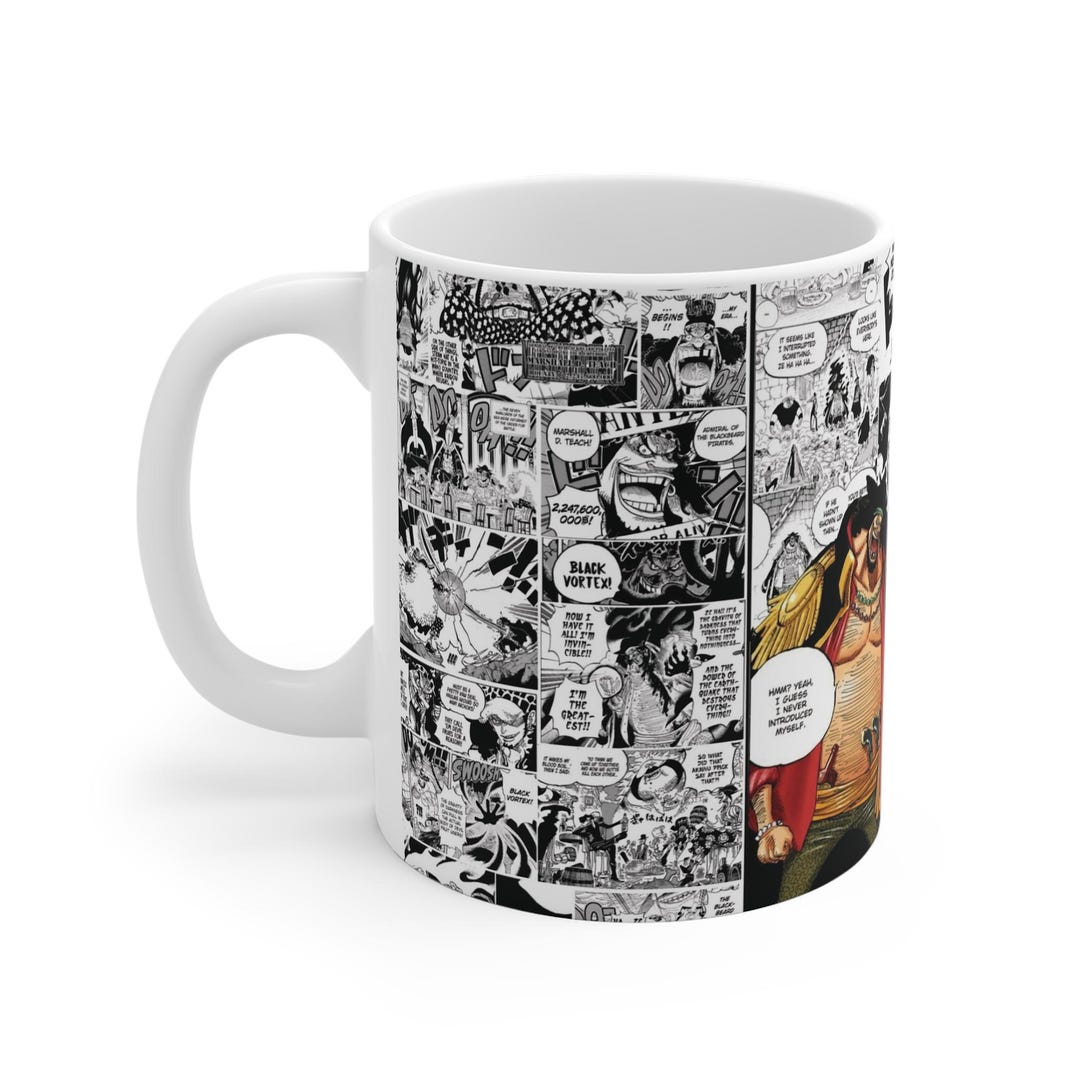 Anime One Piece Luffy and Blackbeard 11oz White Mug, Monkey D. Luffy ...