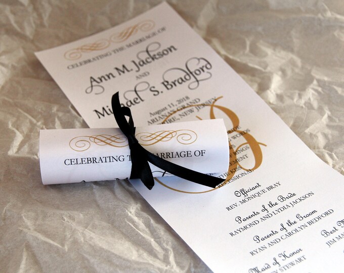Double Sided Mini Scroll Wedding Programs - Etsy
