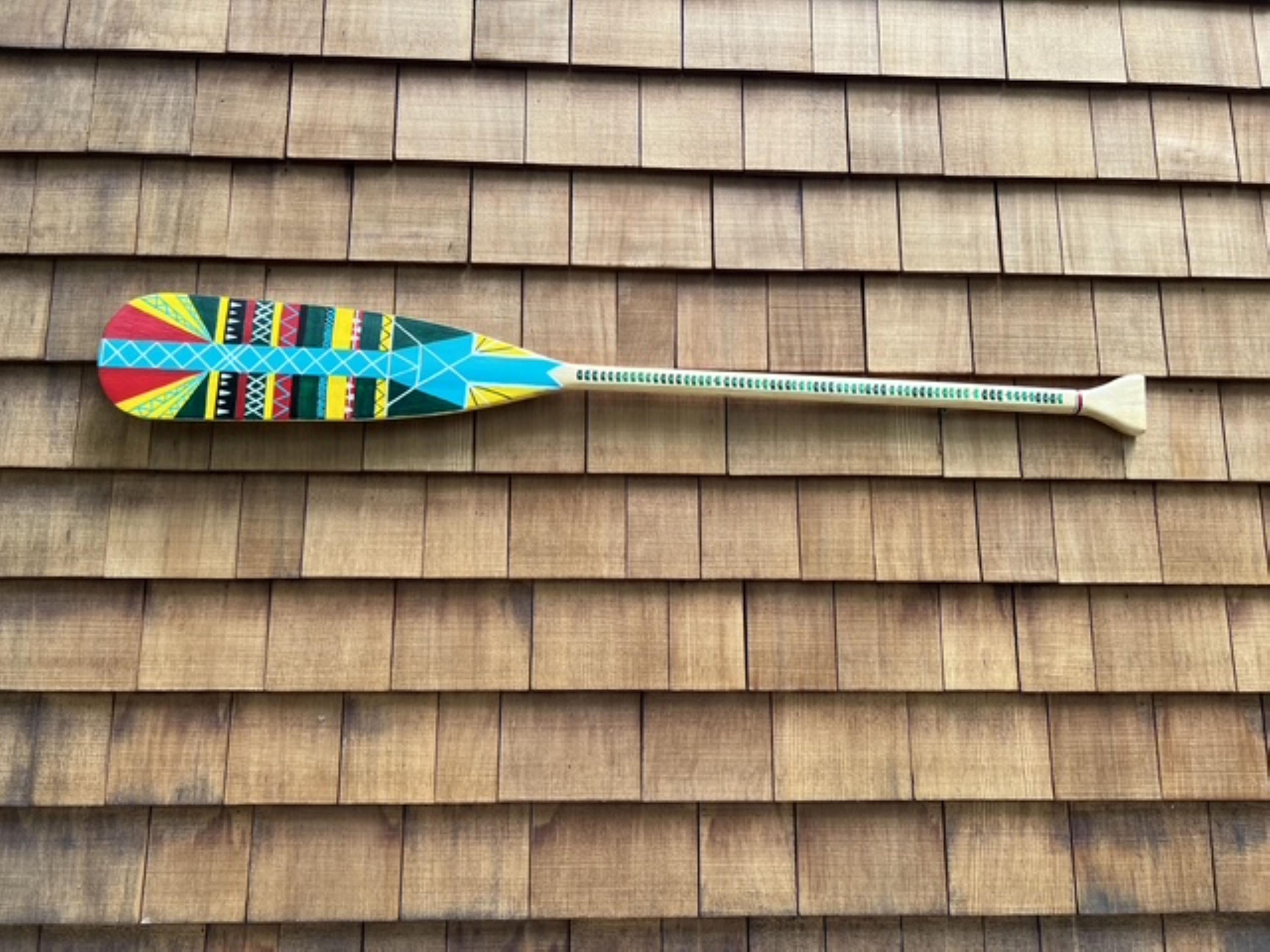 Hand Painted Canoe Paddle: Adirondack Cabin Decor, 54" Rustic Wood Art ...