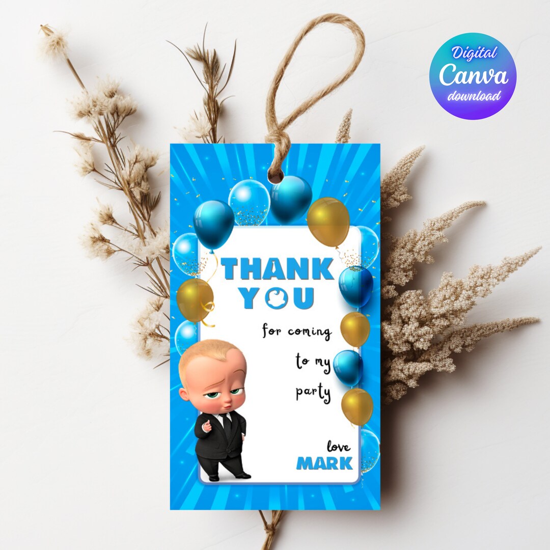 Birthday Thank You Tag, Custom Birthday Party Tags, Editable Template ...