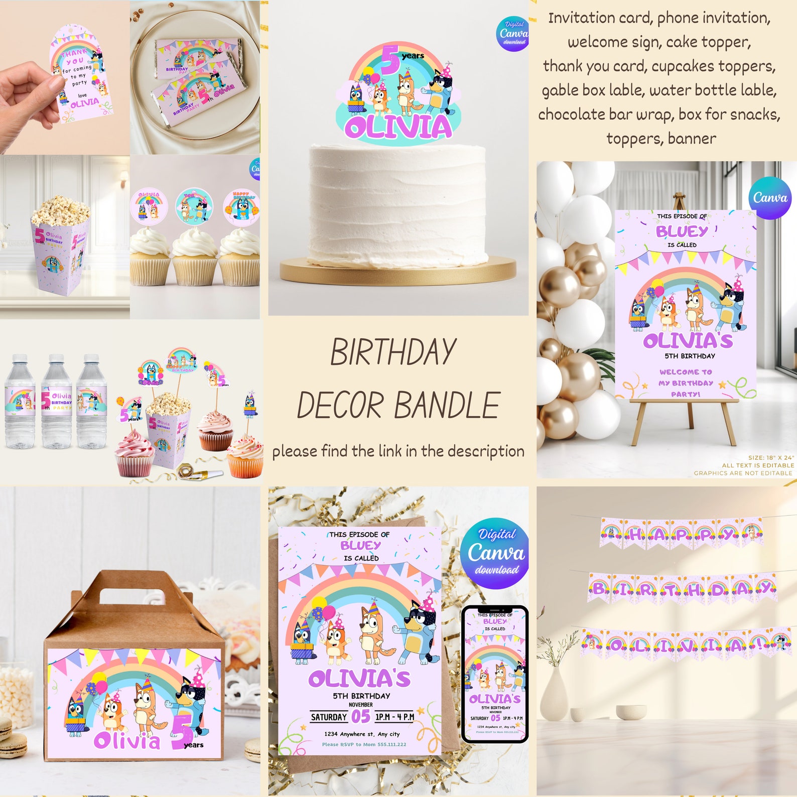 Bluey Birthday Banner, Bluey Birthday Decorations,bluey Banner Boy ...