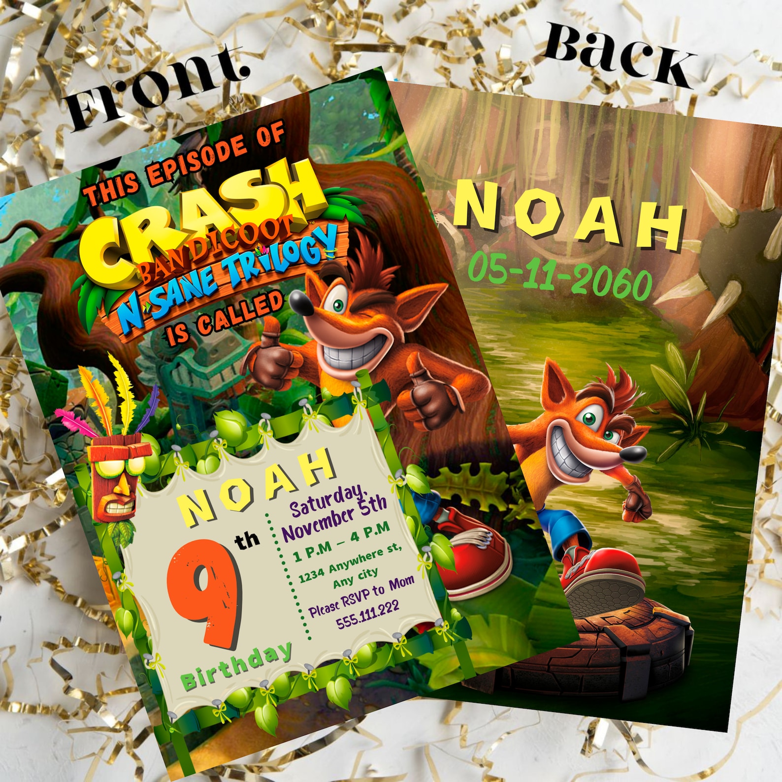 Crash Bandicoot Birthday Invitation Template,crash Bandicoot Invitation ...