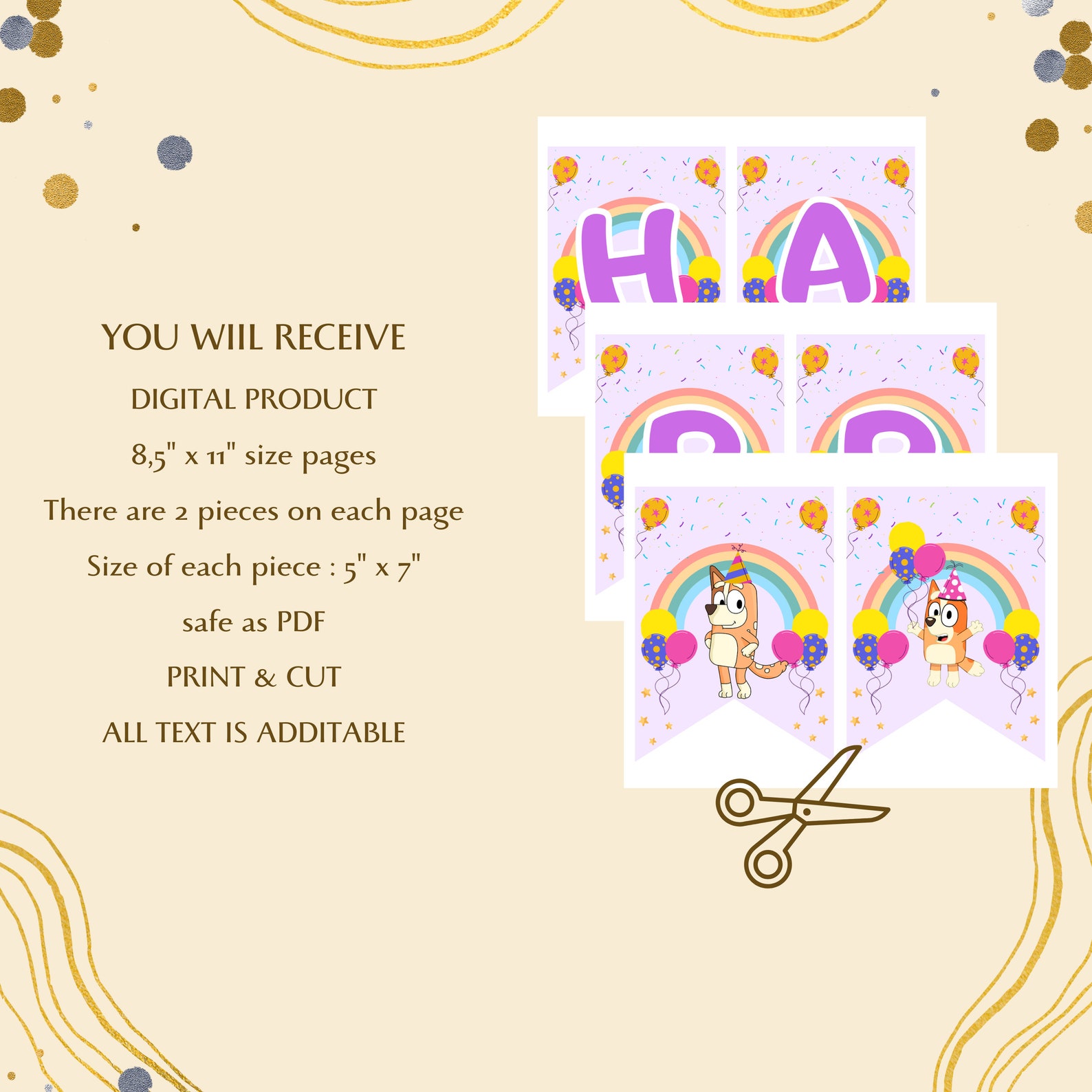 Bluey Birthday Banner, Bluey Birthday Decorations,bluey Banner Boy ...