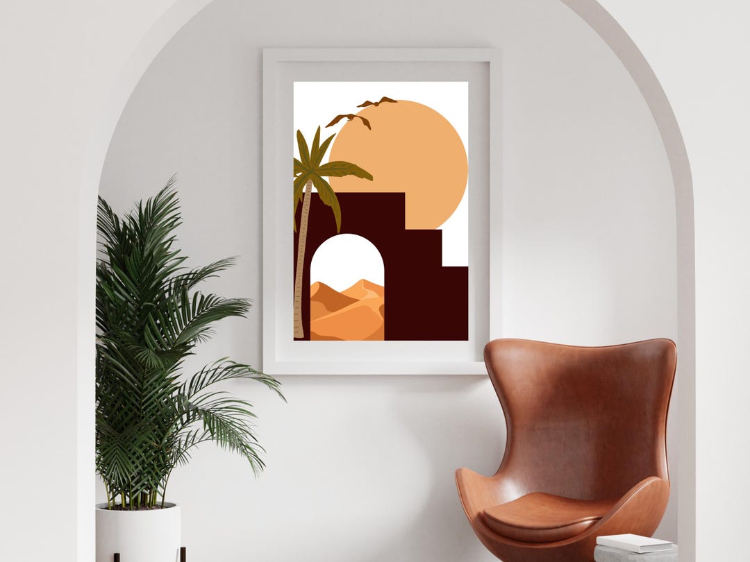 Simple Boho Middle Eastern Printable Wall Art, Desert and Sunrise ...